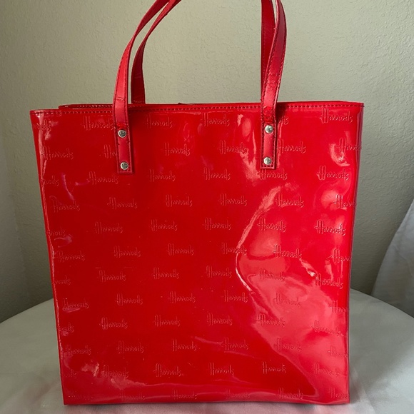 Harrods | Bags | Harrods Tote Red Vinyl | Poshmark